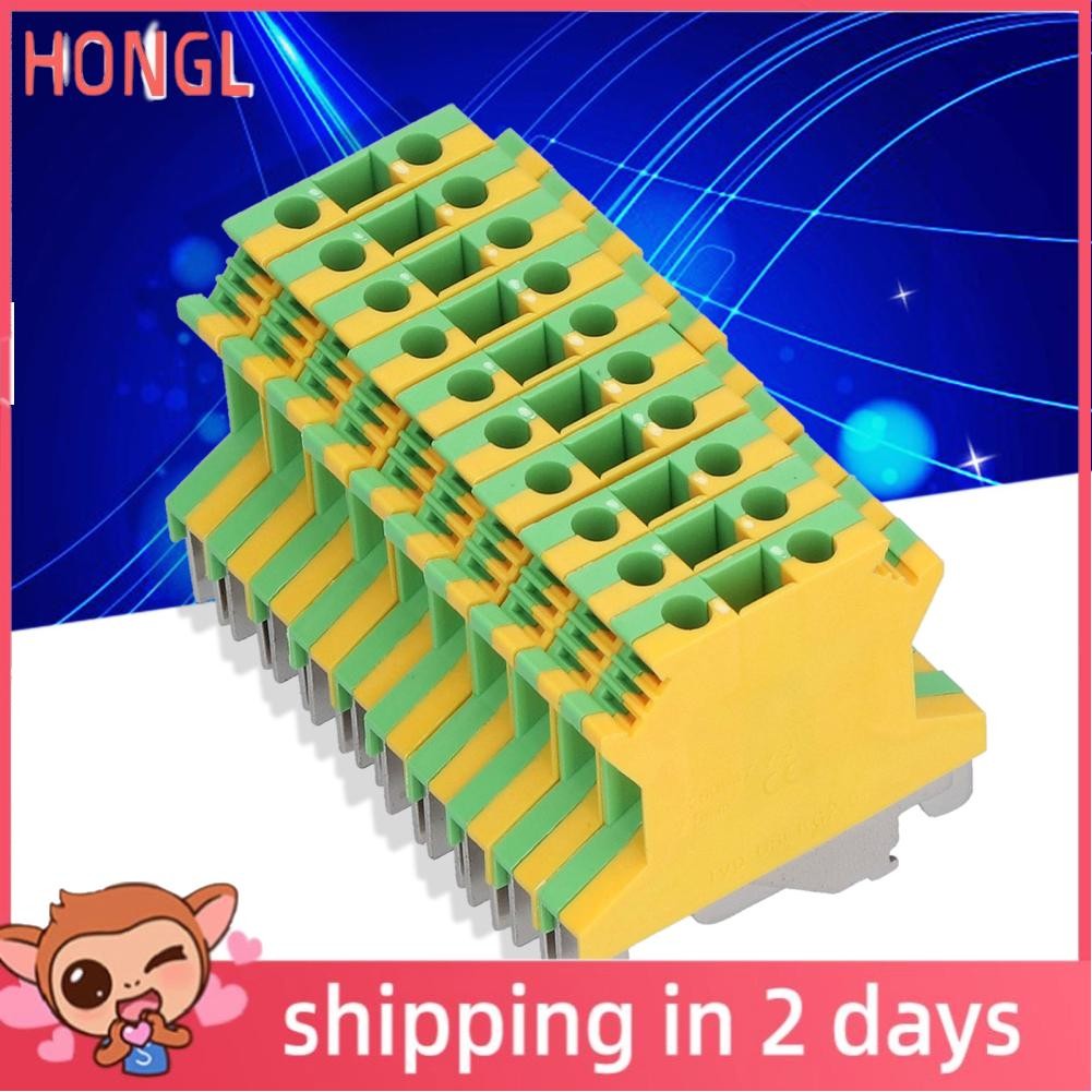 Honglai 50Pcs DIN Rail Terminal 2 Channel Grounding Crimping Terminals ...