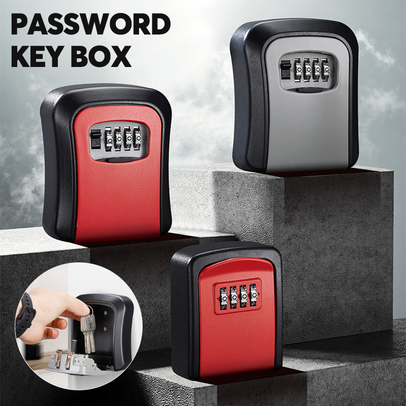 Key storage box Key safe Wall-mounted Key lock box 4-digit combination ...