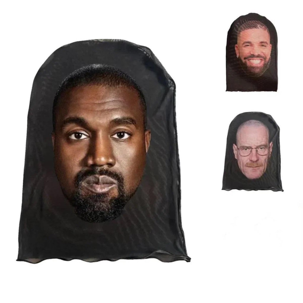 New 3D Printed Travis Scott Kanye West Drake Face Mask Rapper Celebrity ...