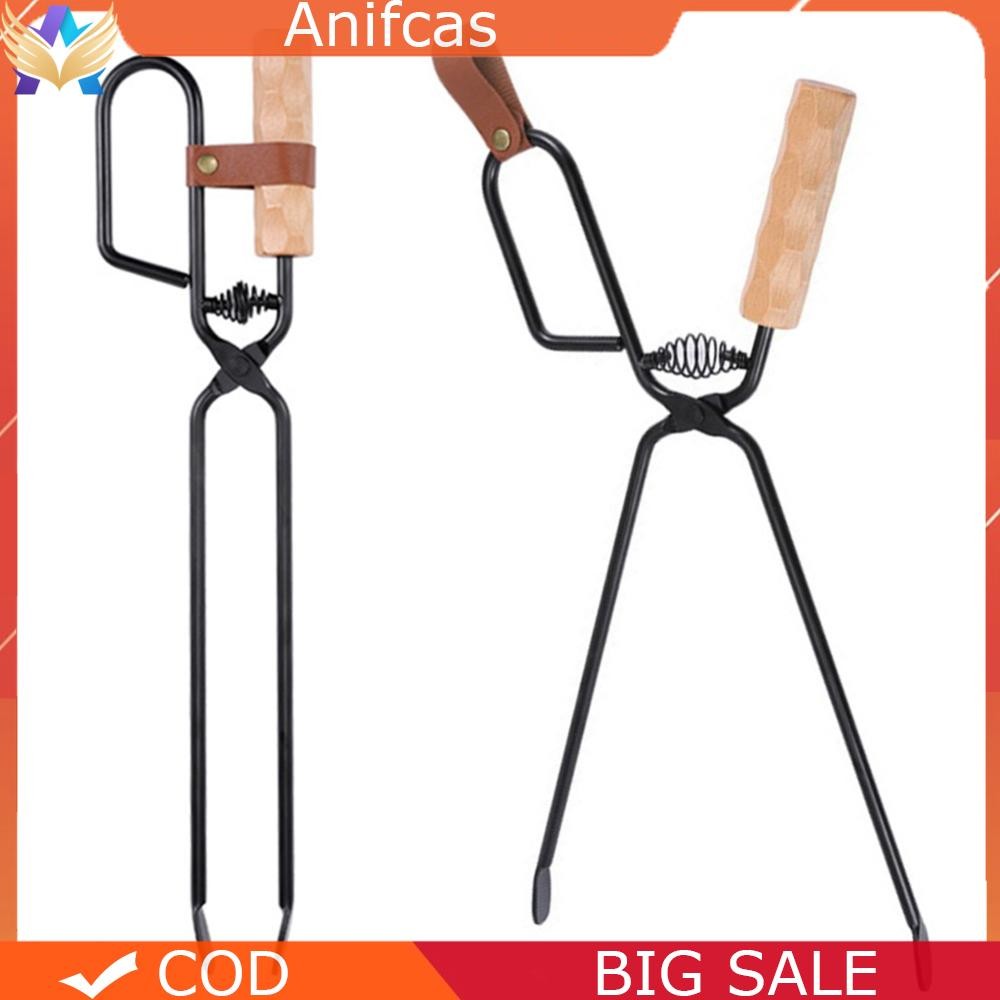 18 Inch Fire Tongs With Wood Handle Charcoal Clips Fireplace Tongs for ...