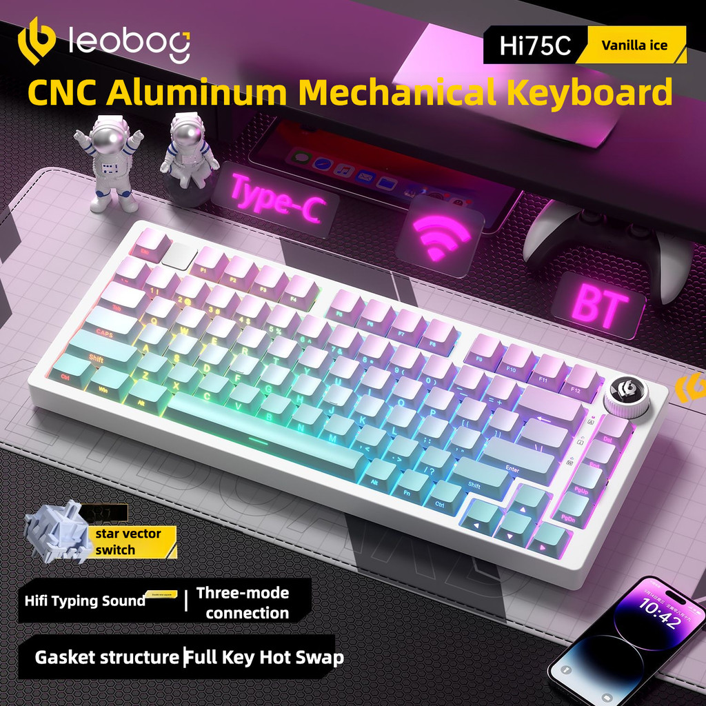 LEOBOG Hi75c CNC Aluminum Mechanical Keyboard Kit Wired Wireless Three ...