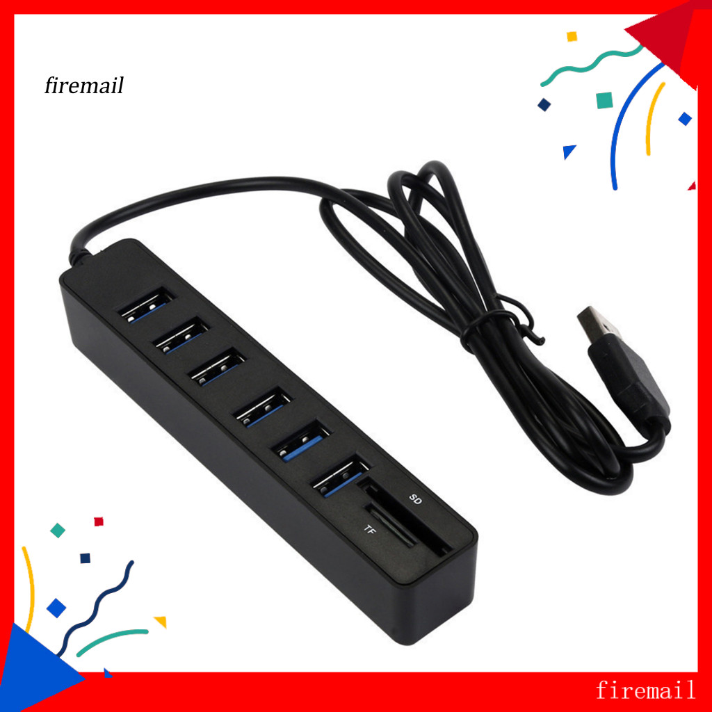 [FM] USB Hub with Long Cable 6 Ports Big Expansion Plug And Play Hot Swappable Data Transfer ABS ...