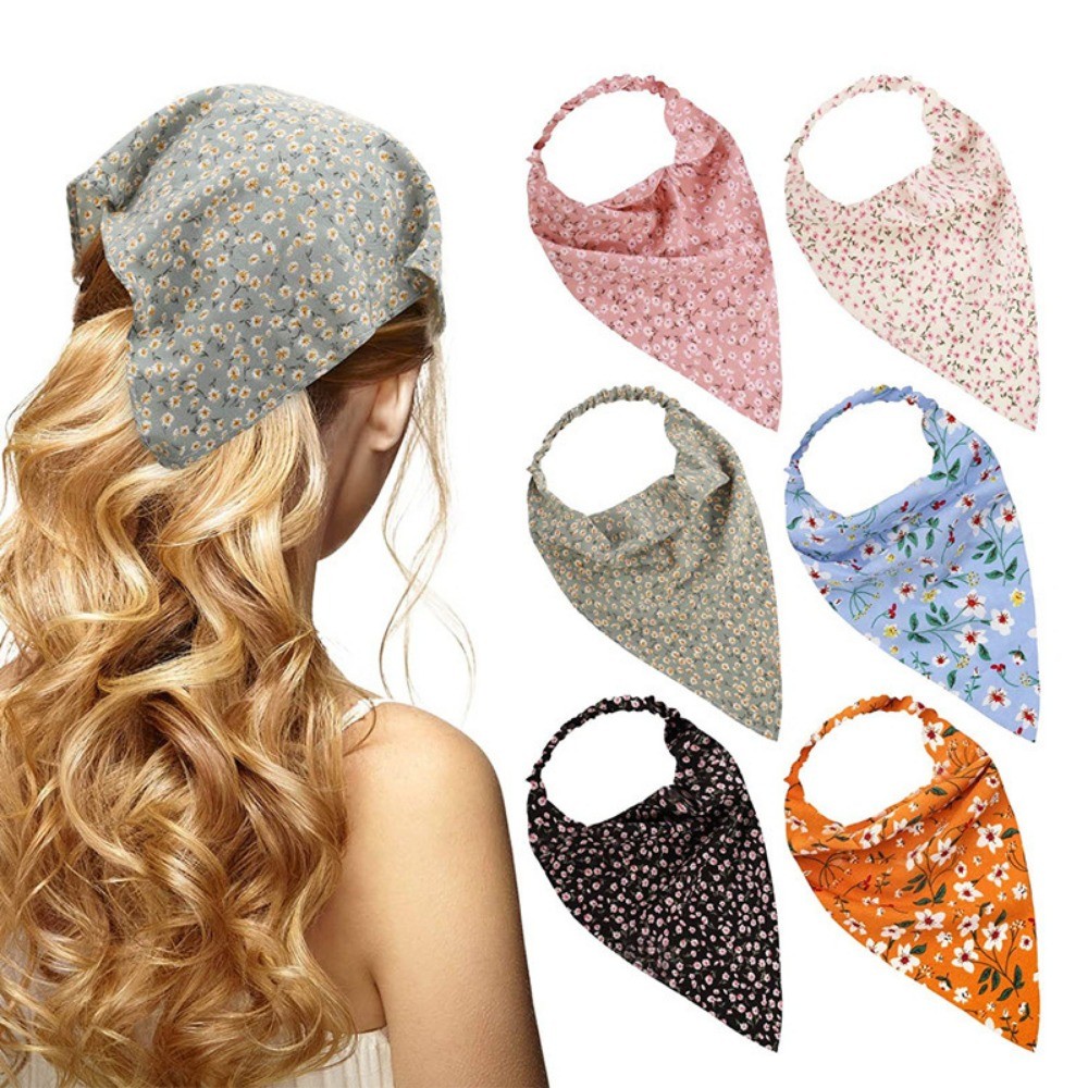Women Soft Turban Head Kerchief Scarf Floral Hair Triangle Head Scarves ...