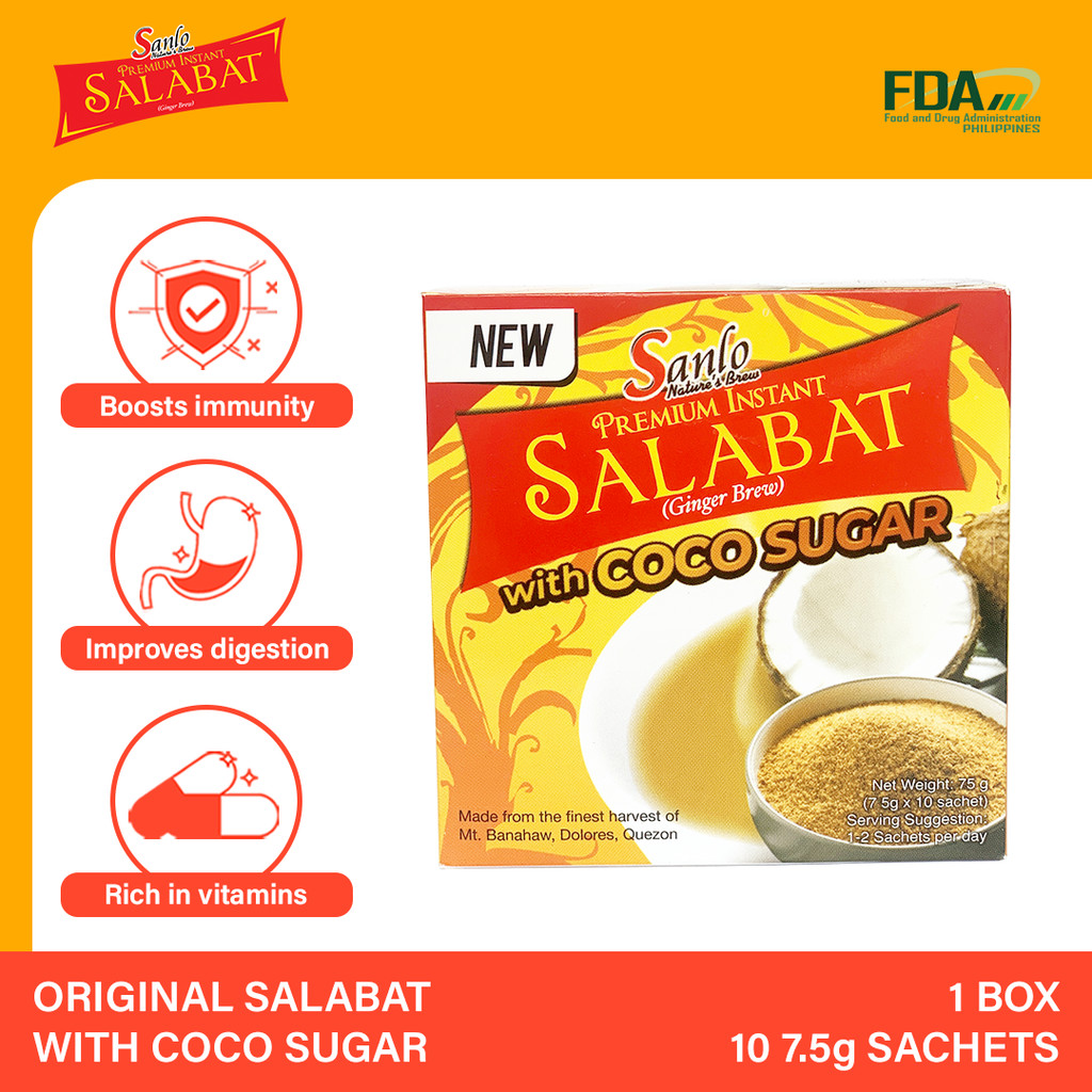Sanlo Salabat Premium Instant Ginger Tea - COCO SUGAR (10 Sachets, 7.5g ...