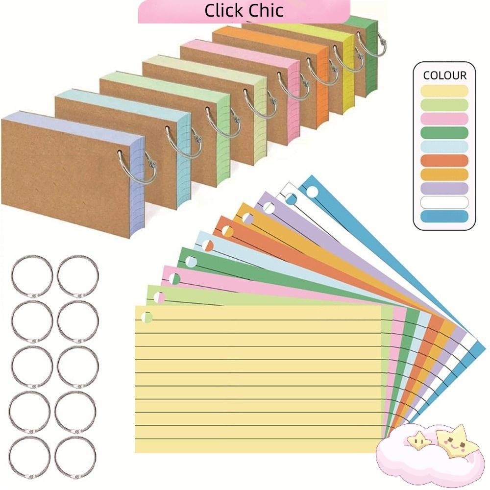 Binder memo, lined index cards, durable double-sided flash cards with ...