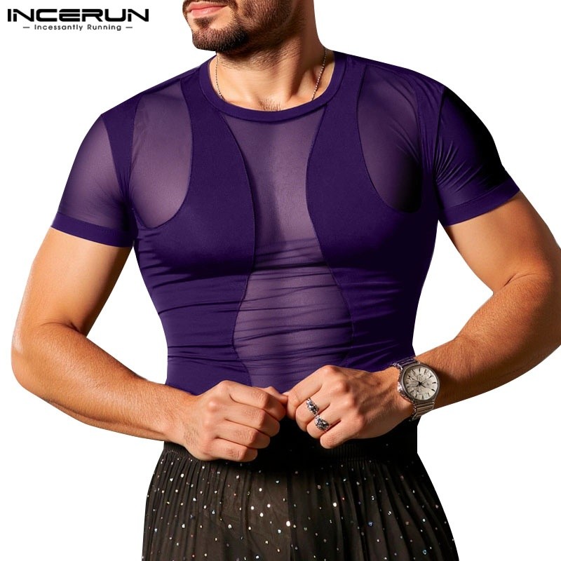 INCERUN Men's Deconstructed Splicing Perspective T-shirt | Shopee ...