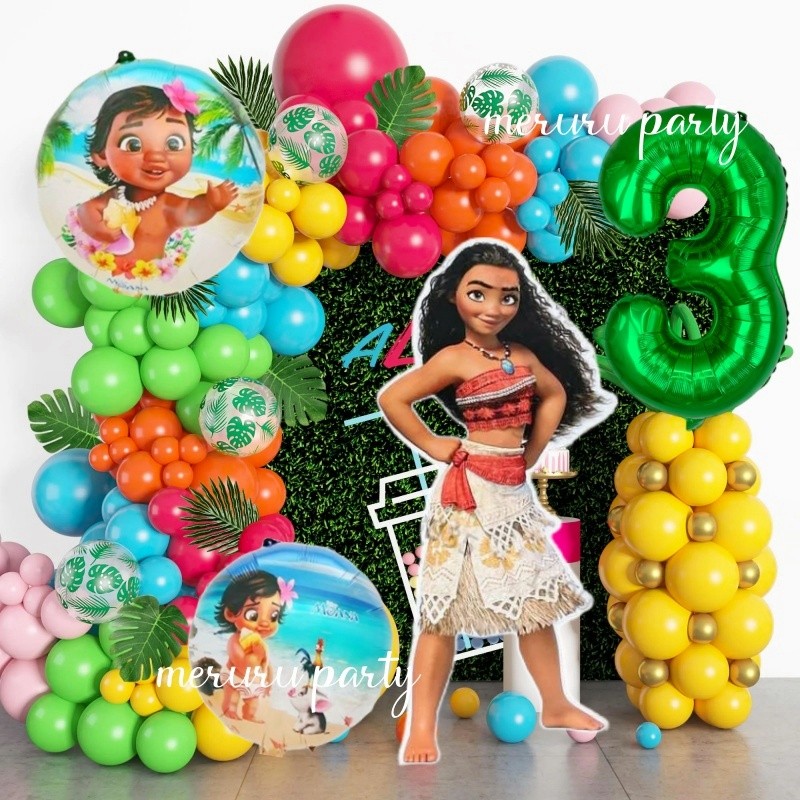 Disney Moana Balloons Garland Arch Kit Green Numbe Foil Ballons Set for ...