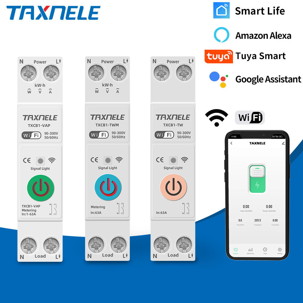 XYJ-TUYA WIFI Smart Circuit Breaker 1P 63A Power Metering Energy Meter ...