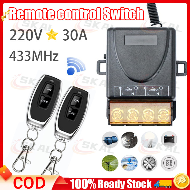 433MHz 220V Water Pump Remote Control Switch Receiver ON/OFF Wireless ...