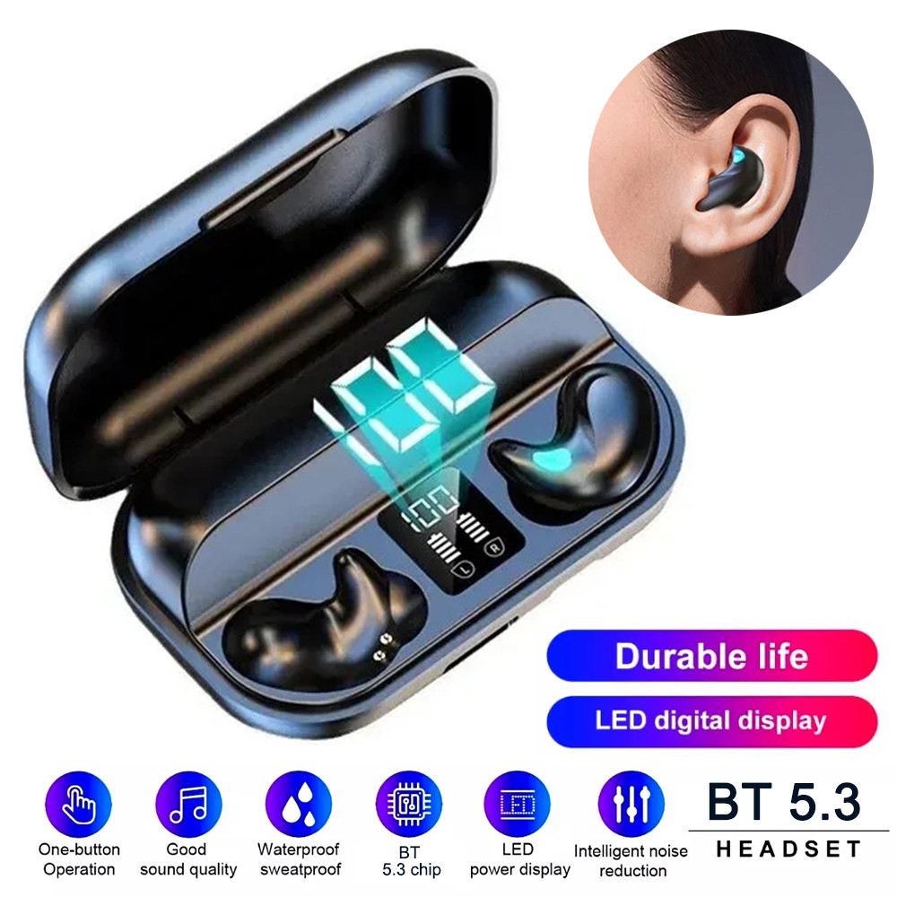 X57 Mini Invisible Sleep Bluetooth Headphones Hidden Earbuds With LED ...