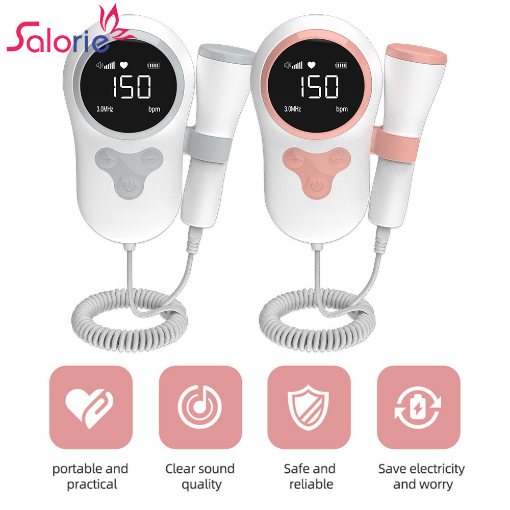 Salorie Fetal Doppler Baby Heart Device Portable LCD Screen Baby Heart ...