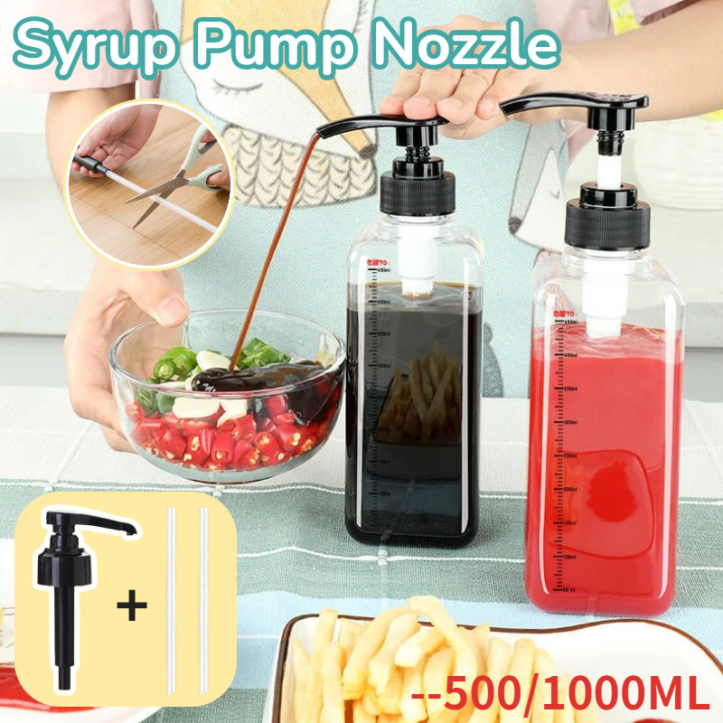 Syrup Bottle Nozzle Kitchen Condiment Bottle Squeeze Pump Head Coffee ...