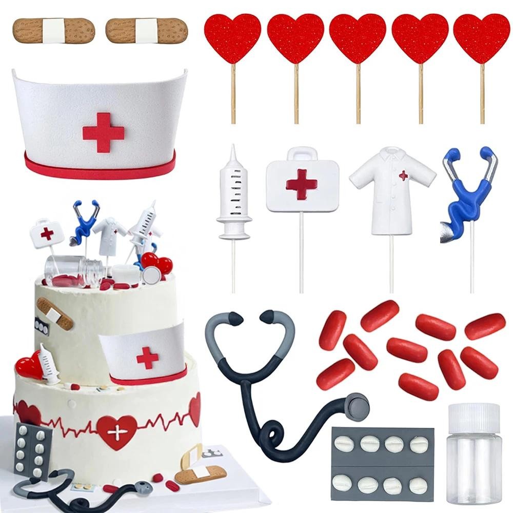 25pcs Medicine Nurse Cake Decorations Stethoscope Medical Instruments ...