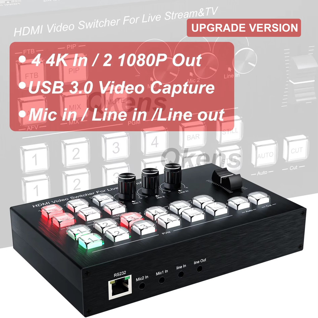 4K 4 Ports HDMI Video Switcher Multi Camera Live Streaming Production ...