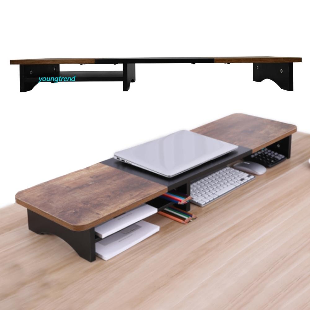 Dual Monitor Stand with Storage 2 Monitor Riser Stand Multi-Purpose ...