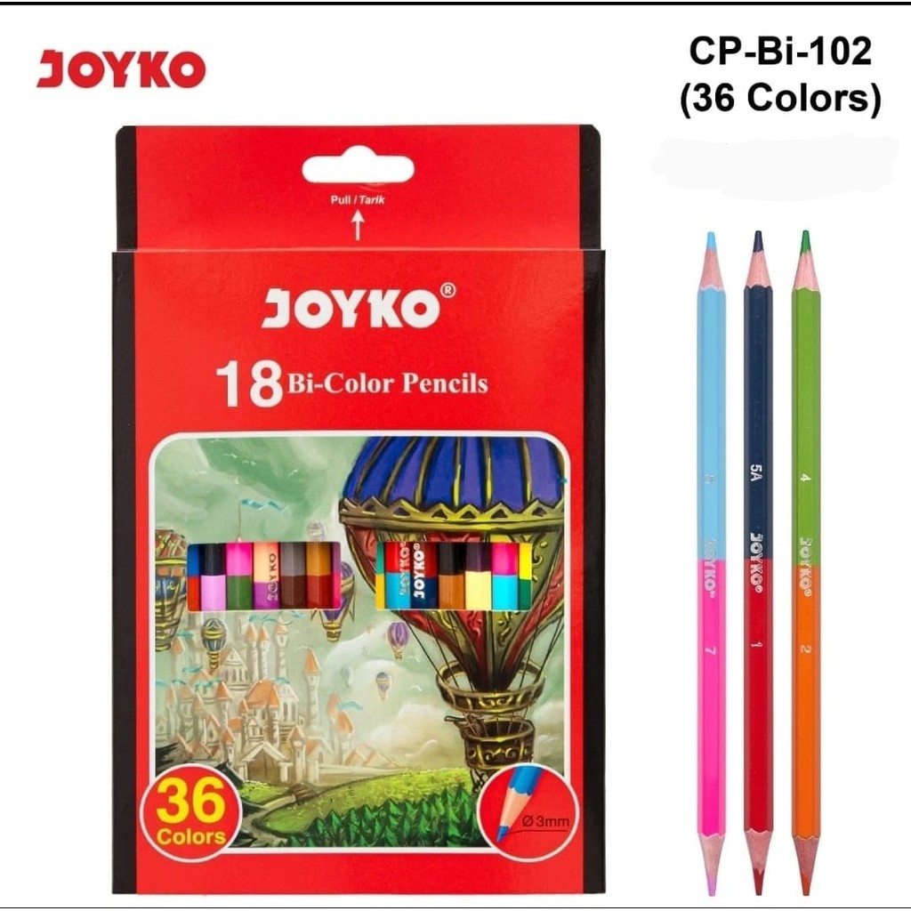 JOYKO bi-color Pencil 36 colors CP-Bi102 / 18 Double-sided Coloring ...