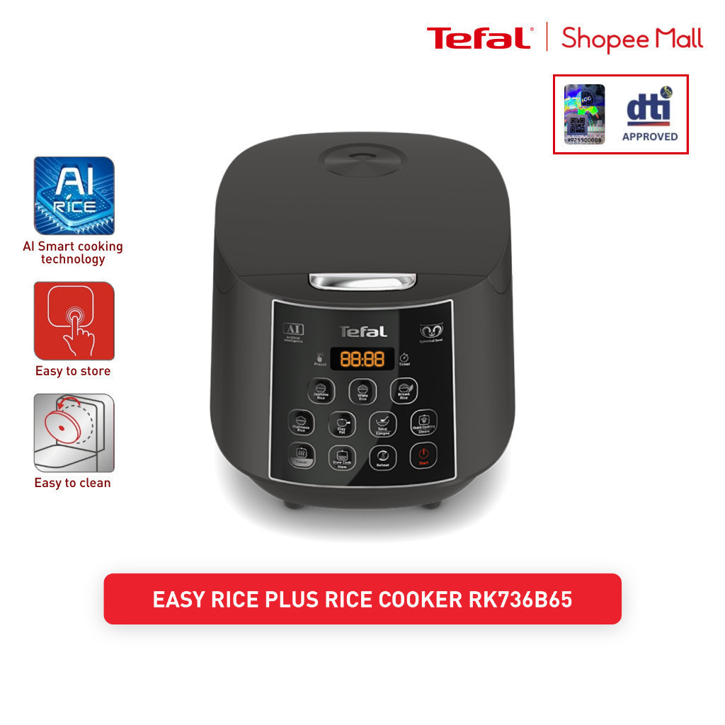 Tefal Easy Rice Plus Digital Rice Cooker RK736B65 10 Cups | Shopee ...