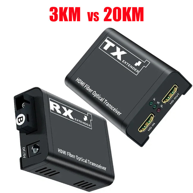 3KM 20Km HDMI Fiber Extender Over Single SC Fiber Optical Cable 1080P ...