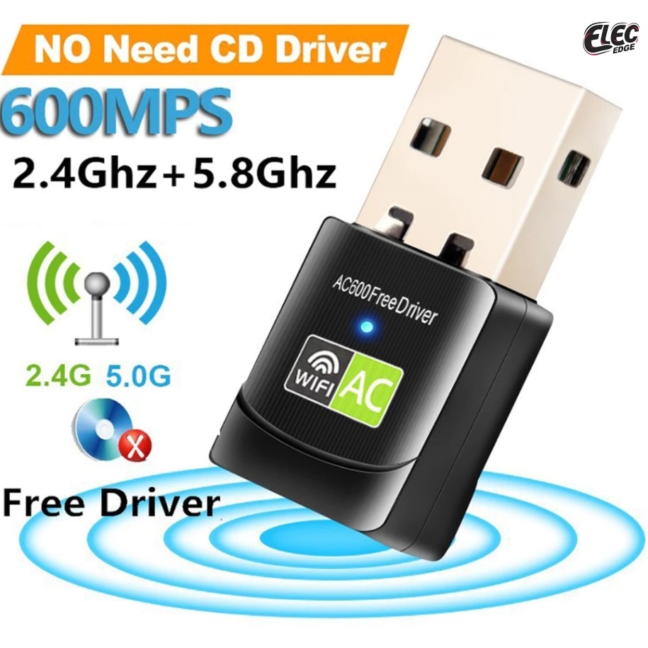 USB WiFi Bluetooth Adapter 600Mbps USB WiFi BT Receiver 2.4G/5G Mini ...