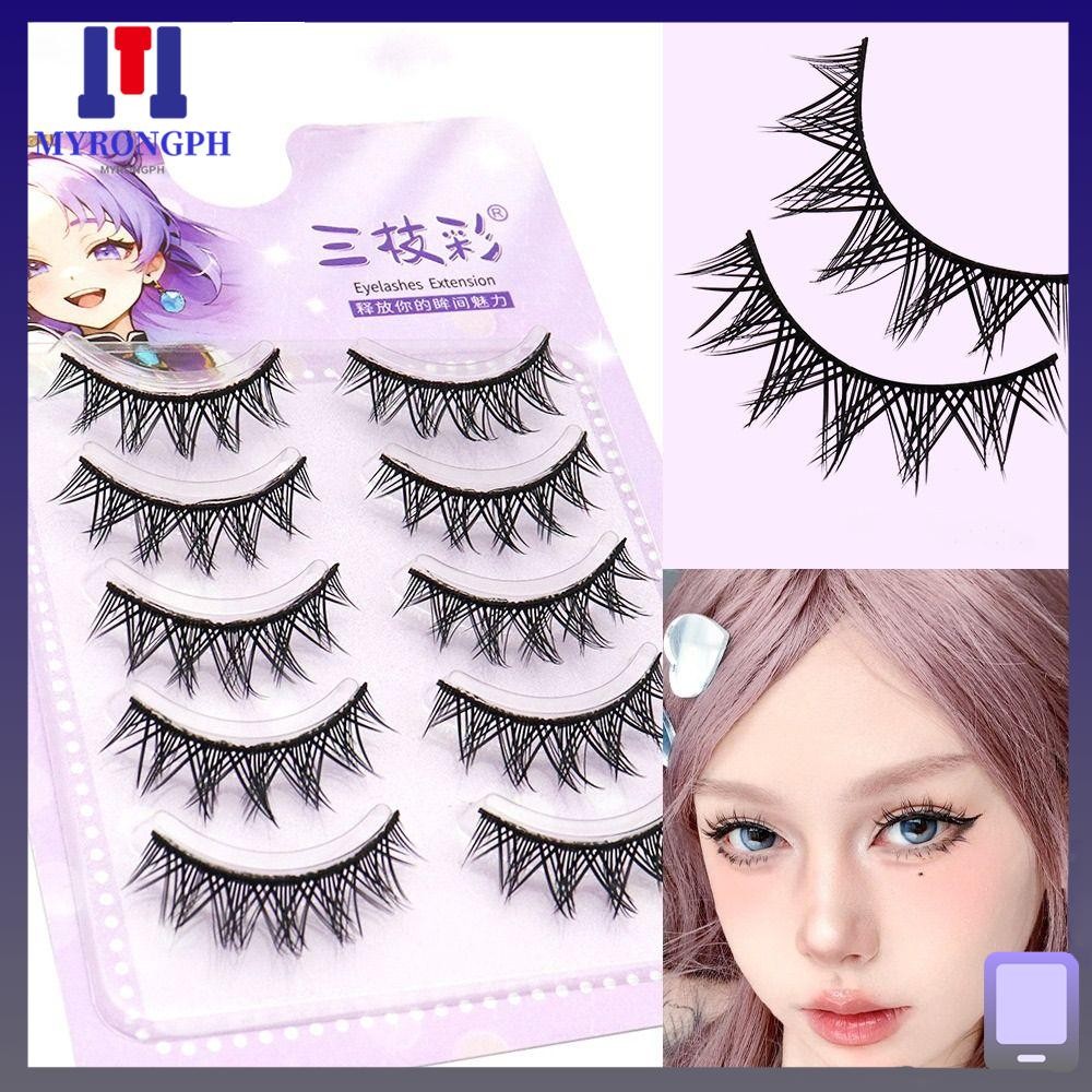 MYRONGPH Fairy Lashes, Spiky Thai Style Makeup Manga Lashes, 5Pairs ...