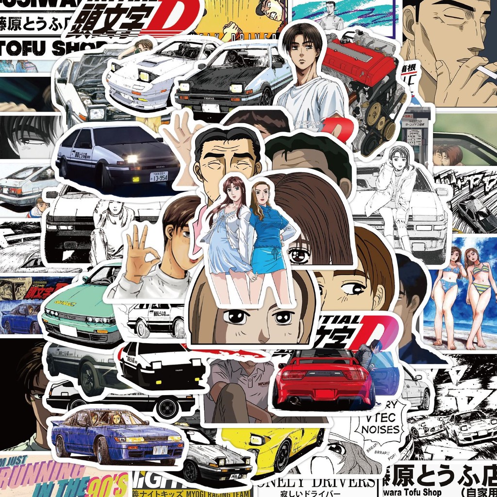 Y&P| Initial D Stickers Set Cartoon Graffiti Waterproof Decals Pack for ...