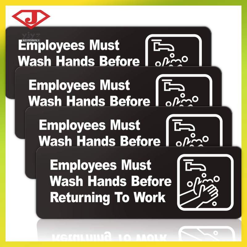 4 Pcs Posters Hand Washing Reminder Signs Restroom for Business The ...