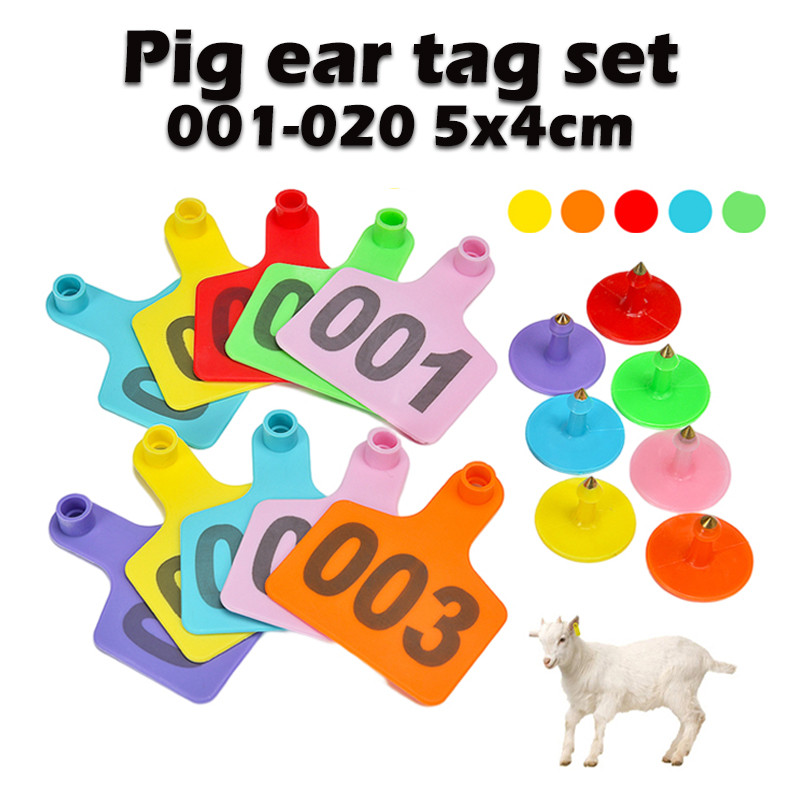 No. 001-020 Animal Identification Ear Tags 20PCS Pig Ear Tag Set for ...