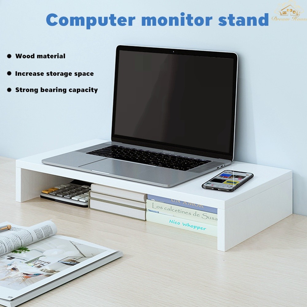 2 Color Wooden Monitor Stand Computer Screen Increased Shelf Desktop ...