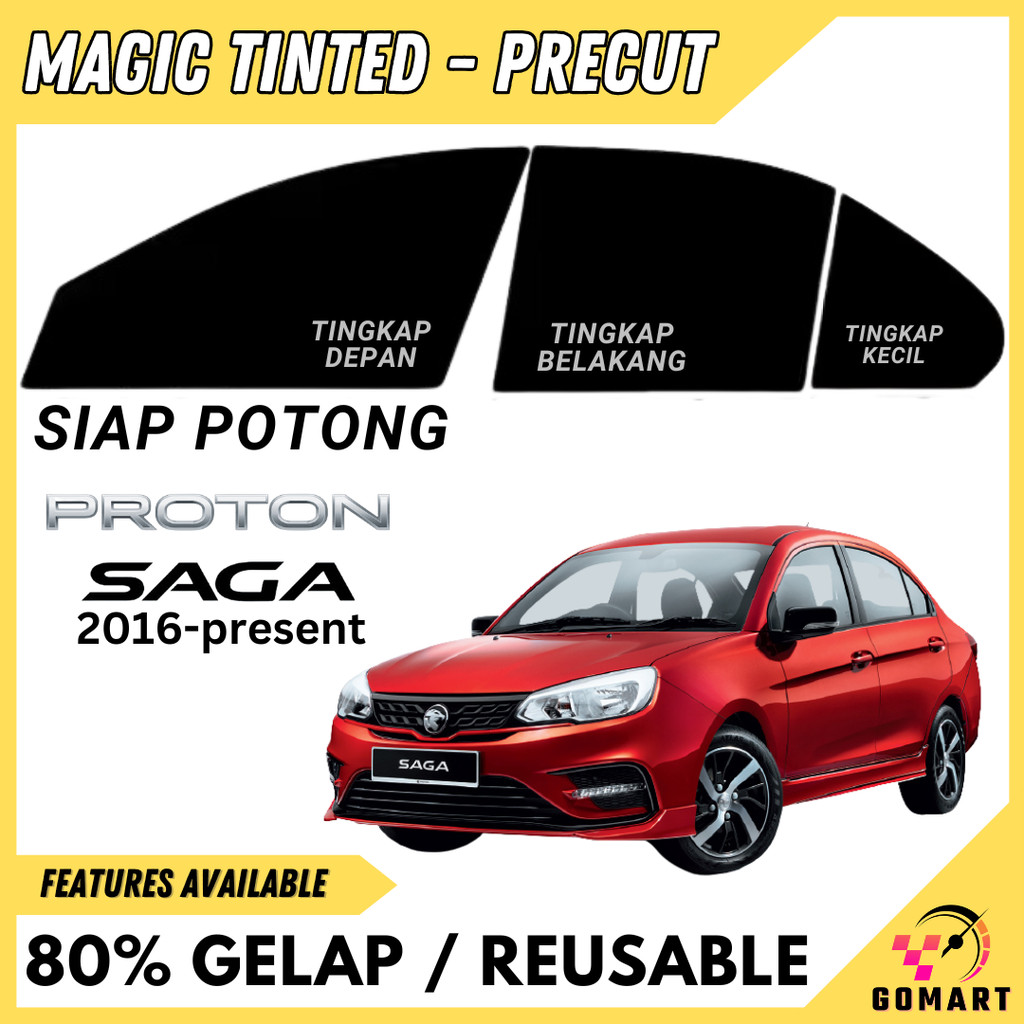 NEW PROTON SAGA VVT Window Siap Potong Magic Tinted 80% Hitam Gelap ...