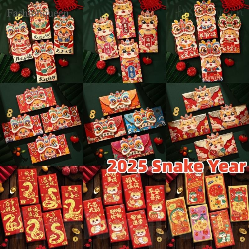 4/6pcs/set Chinese New Year Red Envelopes 2025 Year Of The Snake Lucky ...