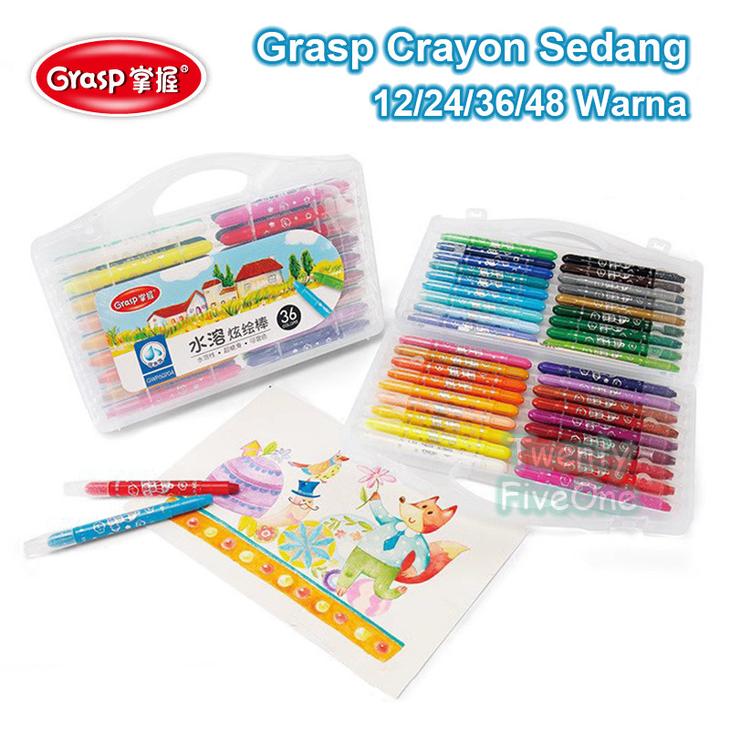 Grasp Medium Crayons Original 12/24/36/48 Colors Water Soluable Crayons Coloring Crayons ...