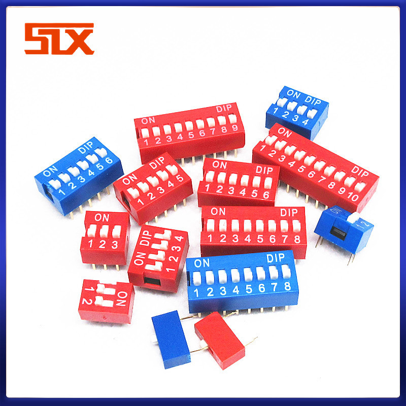 Red 2.54MM Dial Switch DS-1/2/3/4/5/6/7/8/9/10/12-Digit DIP Straight ...