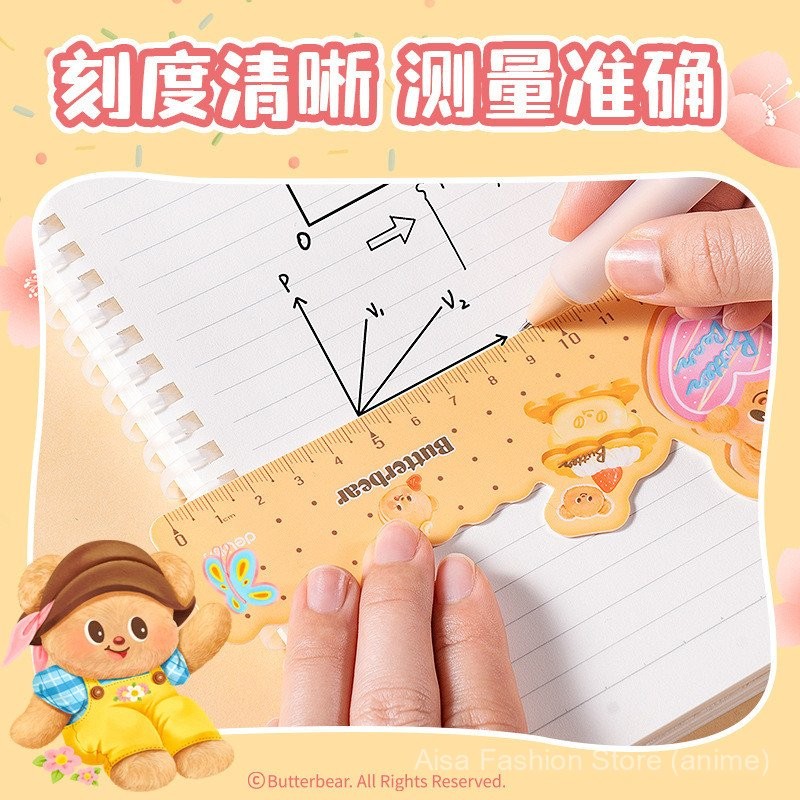 Deli HY125Butter Bear Sheet Ruler for Children Cute Cartoon PP Ruler ...