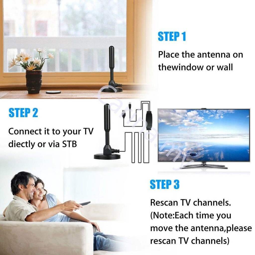 Super signal HD Digital Indoor Amplified TV Signal Receiver Antenna 200 ...