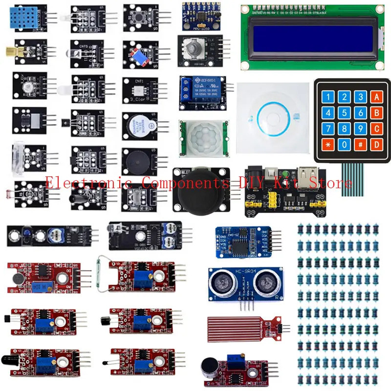 Upgraded 37 in 1 Sensor Modules Kit with Tutorial Compatible with Arduino IDE UNO R3 MEGA Nano ...
