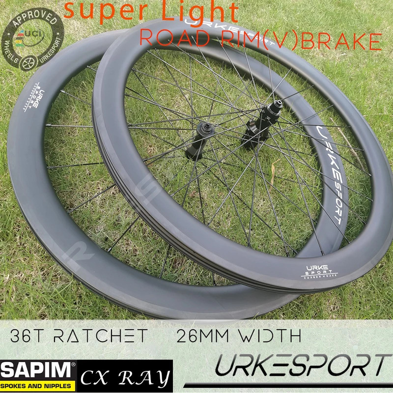 1330g 700c Carbon Clincher Tubeless Tubular Wheelset V Brake 36T ...