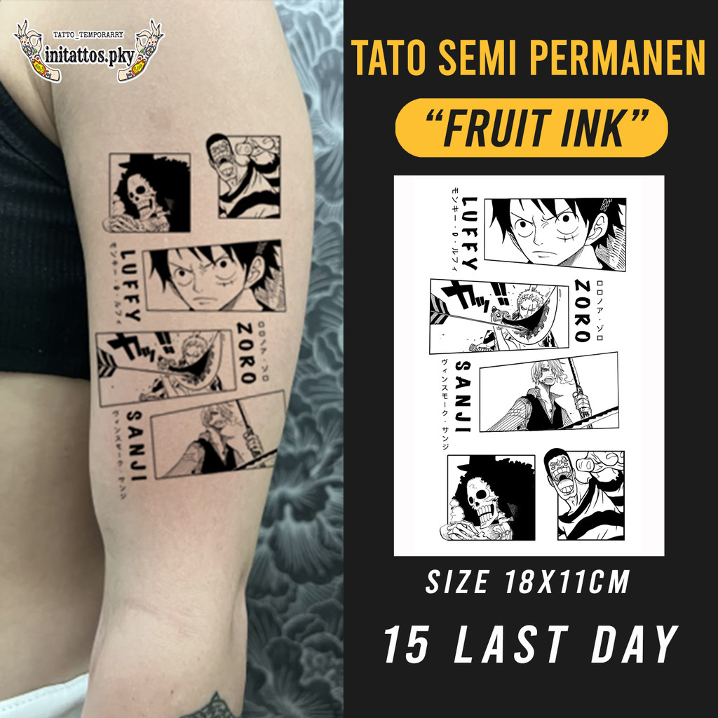 LUFFY SANJI ZORO BROOK Tattoo One Piece Semi Permanent Fruit Ink ...