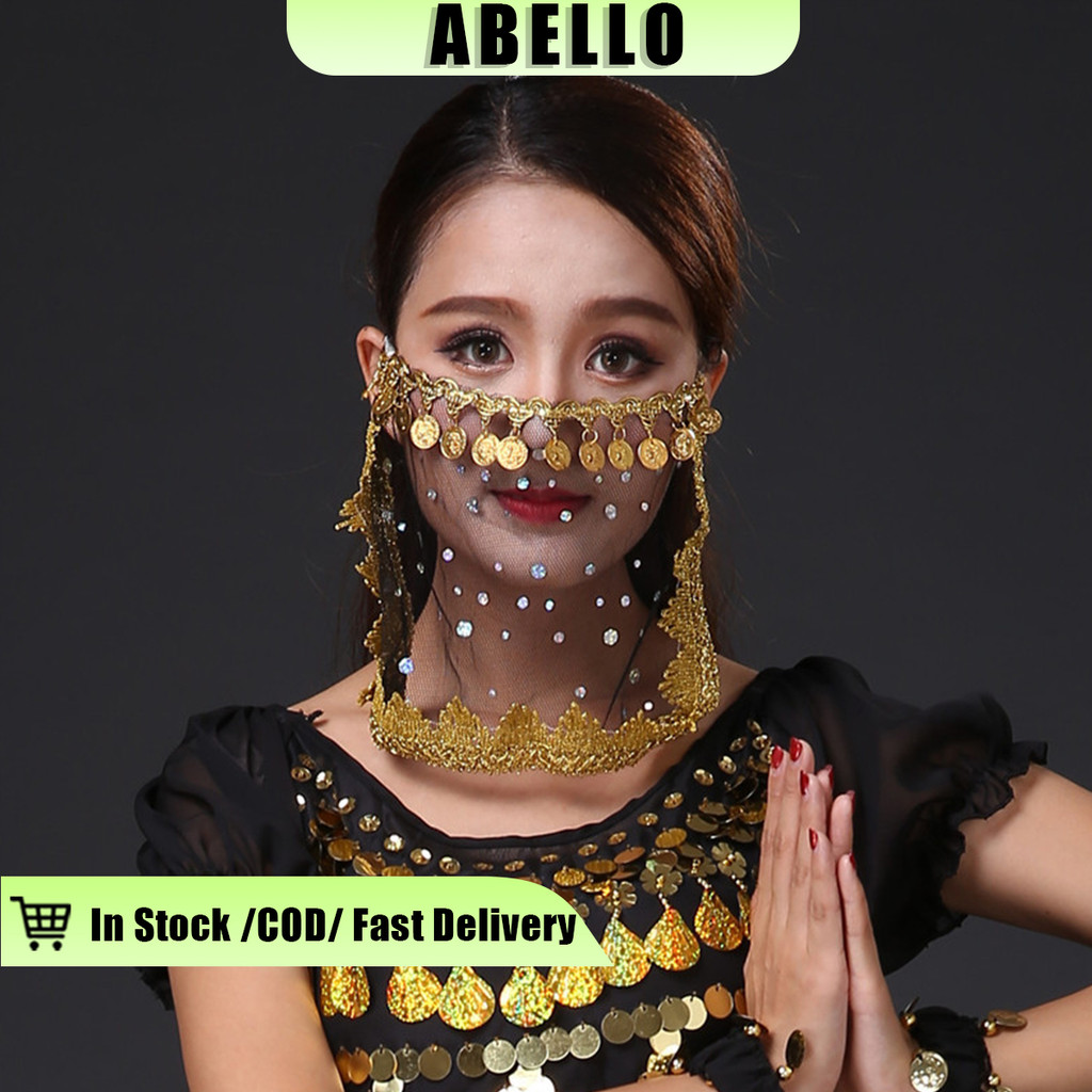 Rhinestone Face Veils New Embroidered Sequins Girl Belly Dance Costumes ...