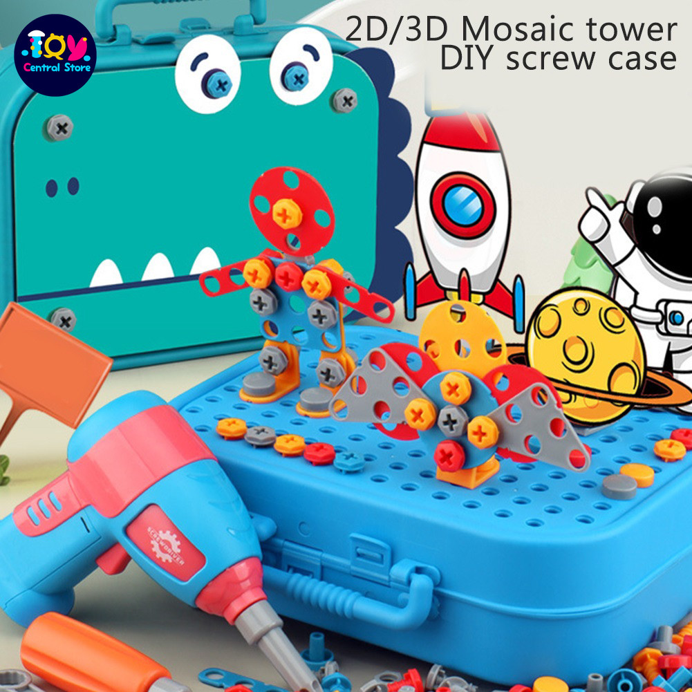 Simulated Toolbox Toy 3D Drill Tool Kit with Electric Drill Building ...