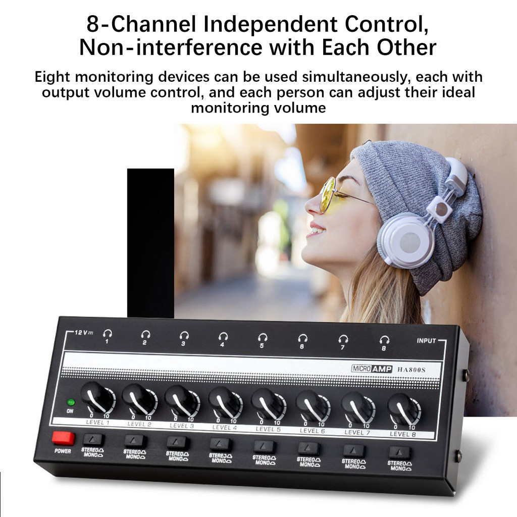 ⭐LOCAL⭐HA800S Headphone Amplifier 8 Channels Mono/Stereo Metal Stereo ...