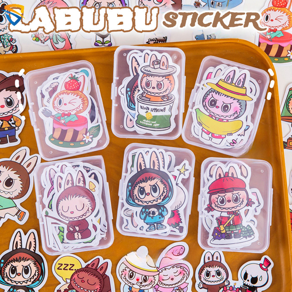 12Pcs Labubu Monster Cartoon Stickers Set Cute Anime Figure Graffiti ...