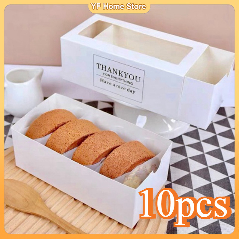 10pcs Cake Roll Box Pastry Box With Window Kraft Cake Box Pastry Loaf ...