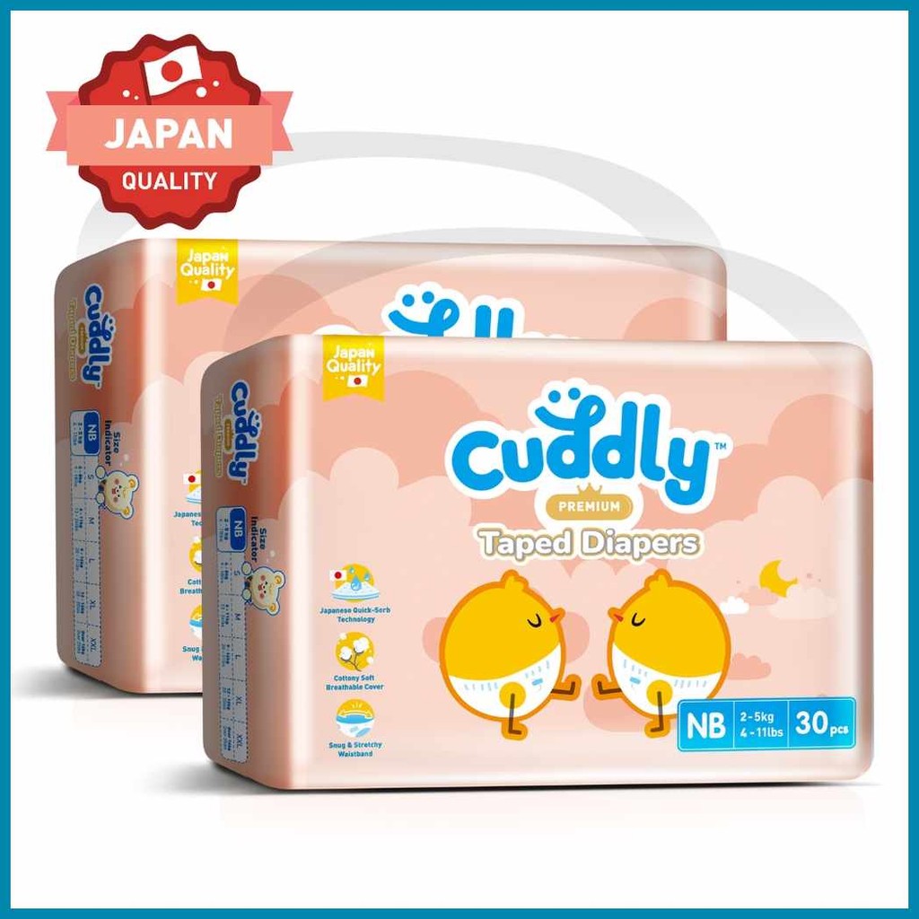 NEW]Y@Cuddly`z;Premium&Tape&Japanese&Baby&Diaper&NEWBORN&- 30pcs x 2 ...