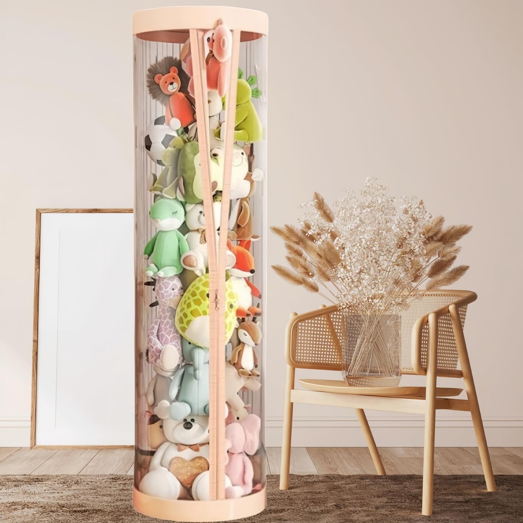 【Zipper】Doll Storage Bucket Transparent Tube Cylindrical Durable Large ...