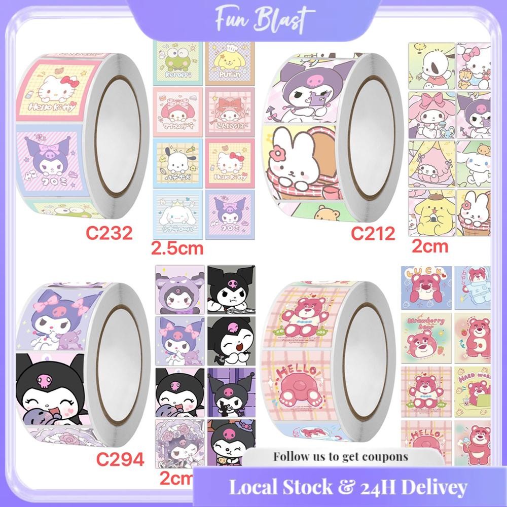 500Pcs/Roll Cute Cartoon Animation Sanrio Sticker Cat Kuromi Scrapbook ...