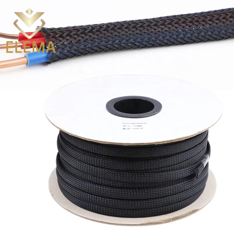 Black Insulated Braid Sleeving PET Black Cable Sleeve Insulated Braided ...