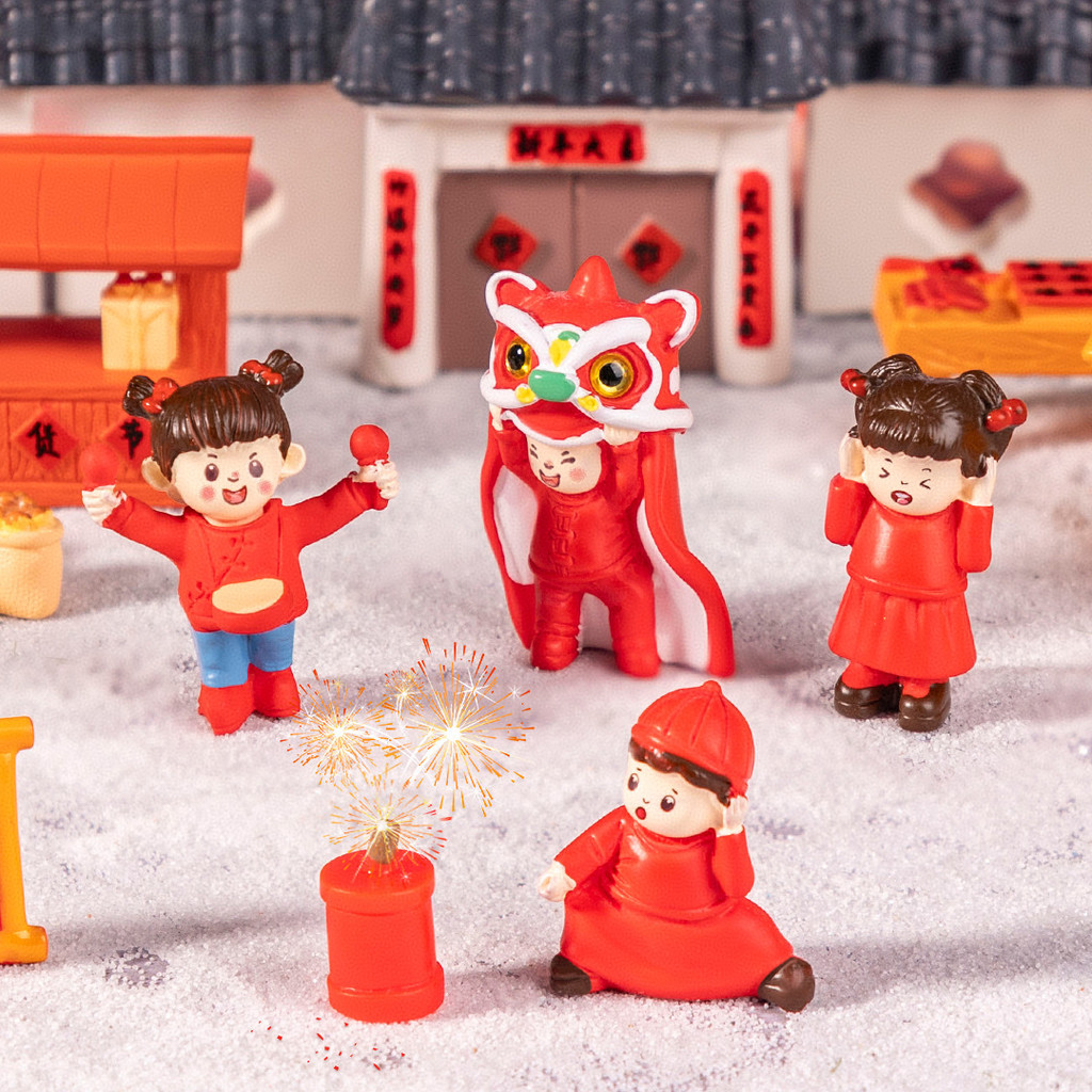 Micro Landscape Chinese New Year Lion Dance Figurines Miniatures New ...