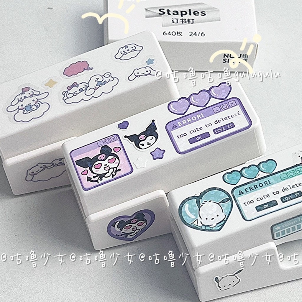 Deli Stapler Pure White High-value Sanrio Transparent Mini Stapler ...