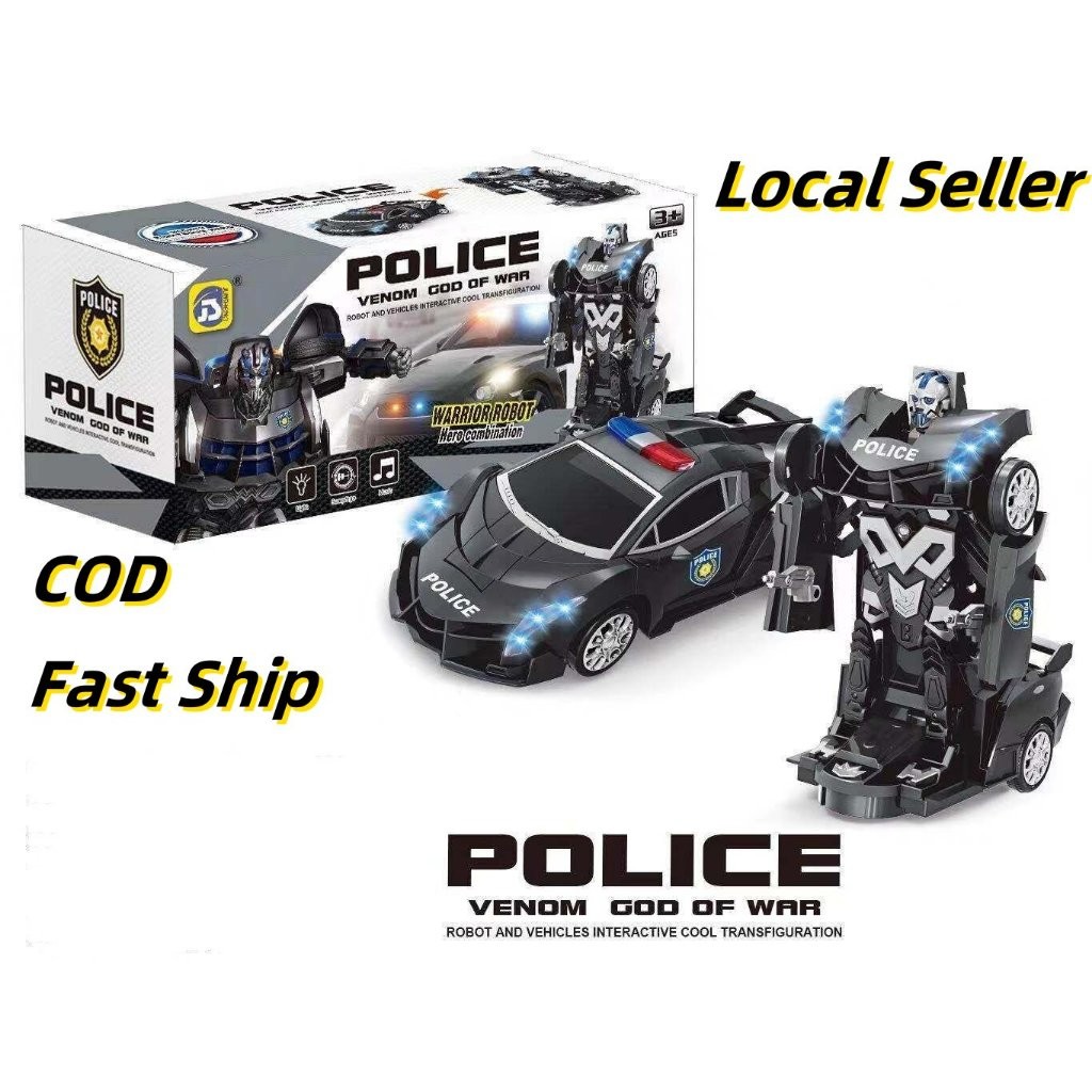 Transformers police car for Kids Boy robot car deformation toys action ...