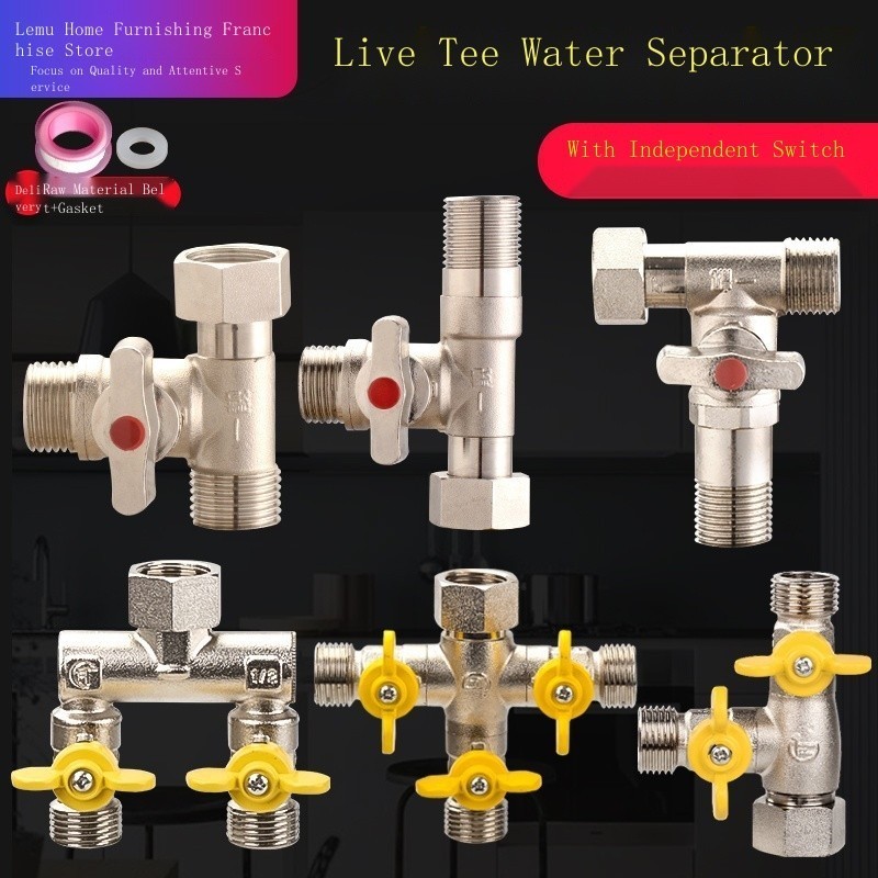 All-copper live connection three-way water divider ball valve one in ...